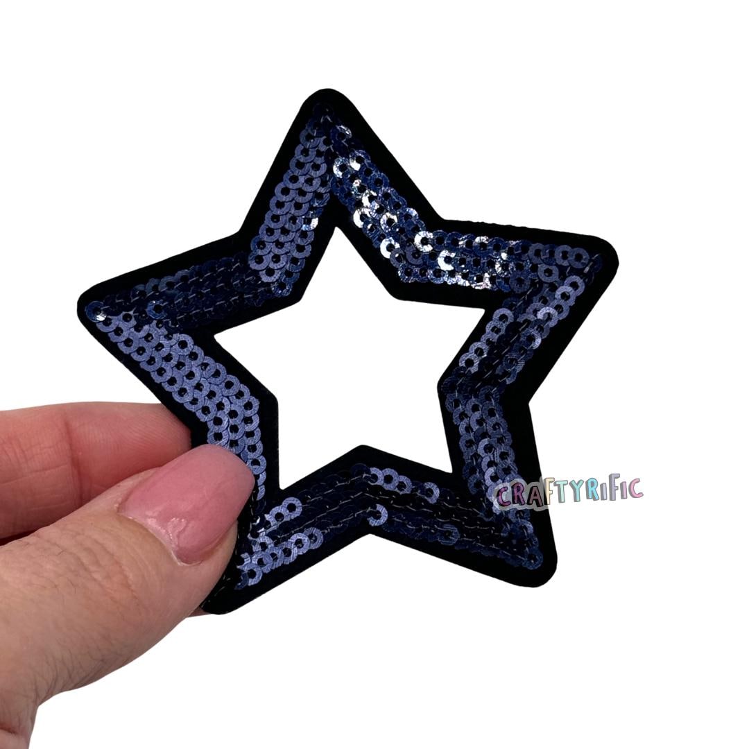 Navy Blue Sequin Open Star Patch – Craftyrific