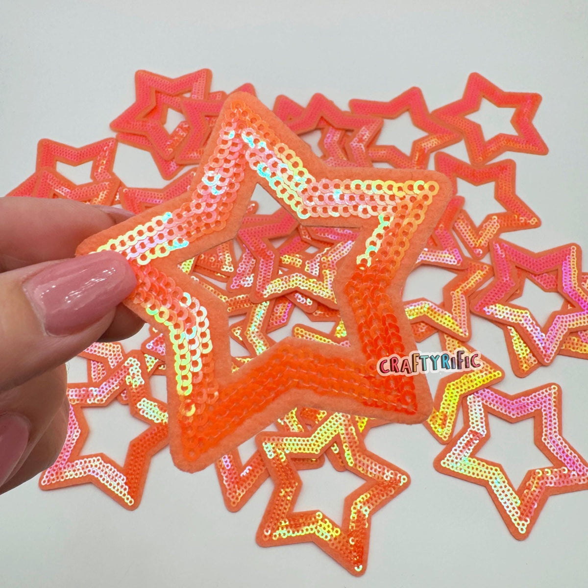 Orange Sequin Open Star Patch – Craftyrific