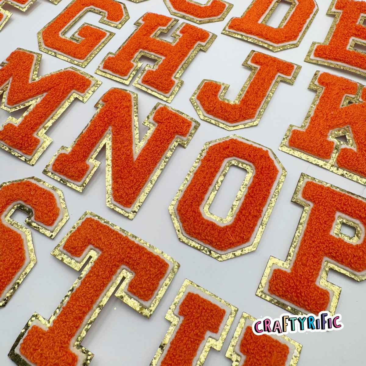 Orange and Gold Glitter Chenille Letter Patch – Craftyrific