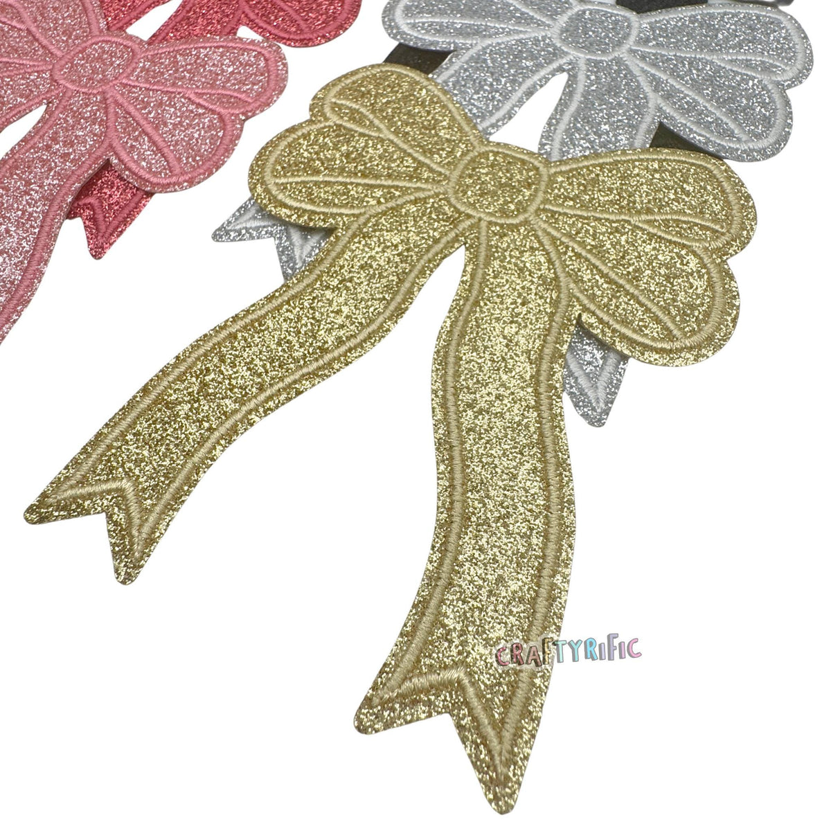 Light Pink Glitter Side Bow Patch Set of 2 – Craftyrific