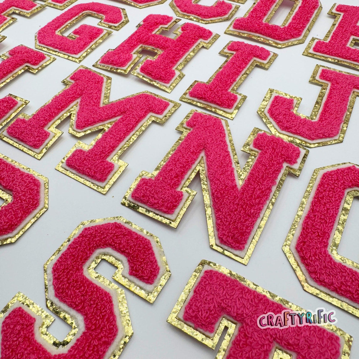 Hot Pink and Gold Glitter Chenille Letter Patch – Craftyrific