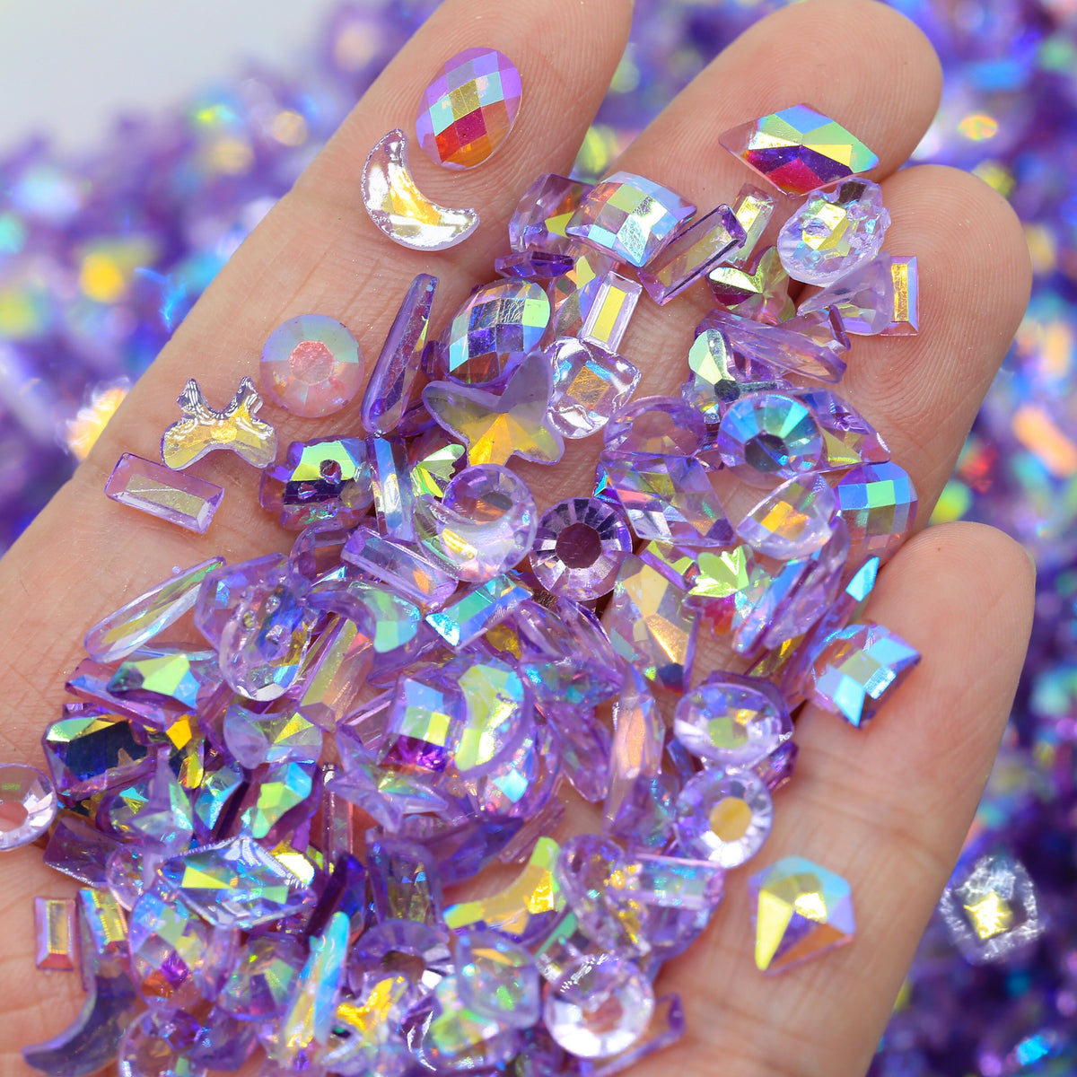 Transparent Lt Purple AB Resin Mixed Shape Flatback Rhinestones 450pcs ...